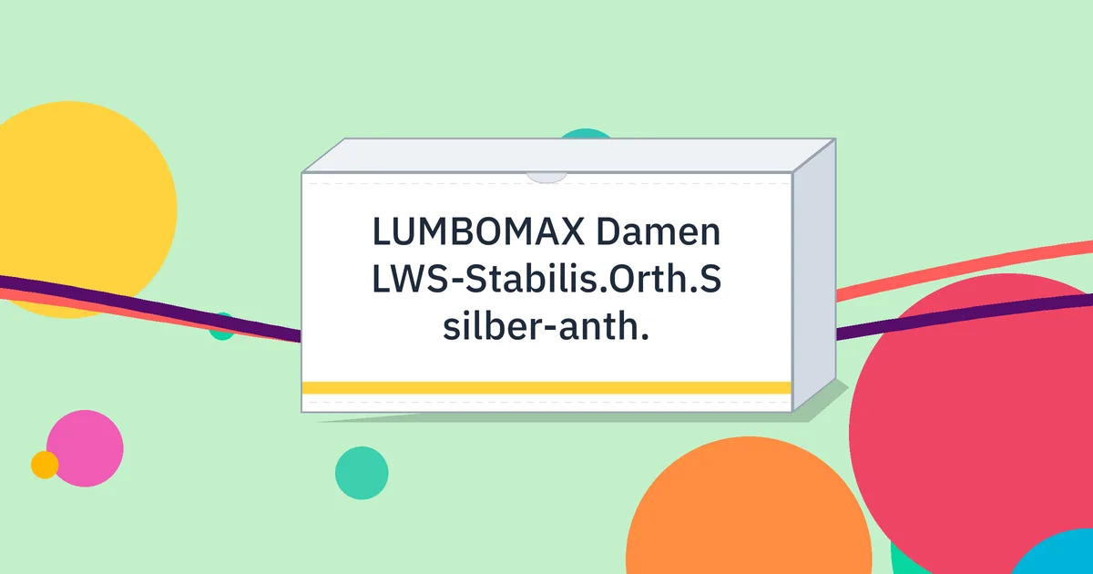 Symbolbild: Packung mit der Aufschrift LUMBOMAX Damen LWS-Stabilis.Orth.S silber-anth. (PZN 11097652) – Verfügbarkeit und Bezug in Apotheken in Frankfurt am Main