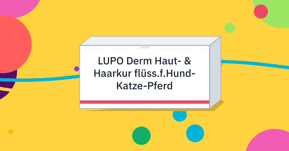 Symbolbild: Packung mit der Aufschrift LUPO Derm Haut- & Haarkur flüss.f.Hund-Katze-Pferd (PZN 19253287) – Verfügbarkeit und Bezug in Apotheken in Frankfurt am Main