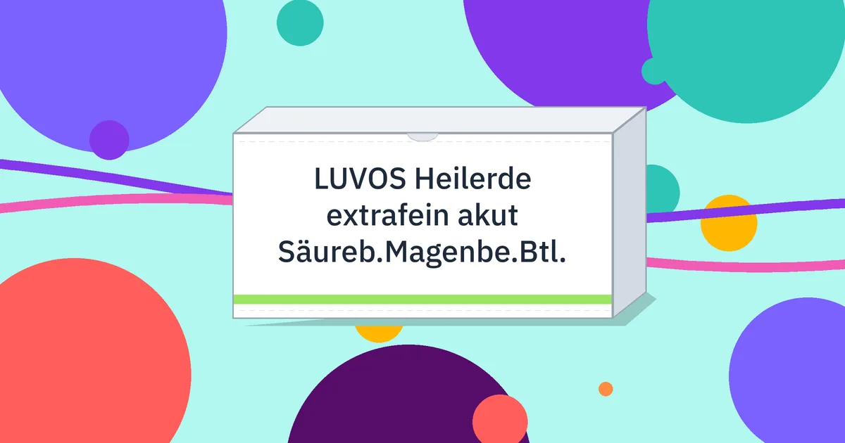 Symbolbild: Packung mit der Aufschrift LUVOS Heilerde extrafein akut Säureb.Magenbe.Btl. (PZN 18405252) – Verfügbarkeit und Bezug in Apotheken in Frankfurt am Main