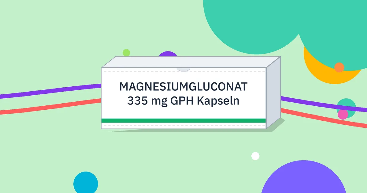 Symbolbild: Packung mit der Aufschrift MAGNESIUMGLUCONAT 335 mg GPH Kapseln (PZN 19786598) – Verfügbarkeit und Bezug in Apotheken in Frankfurt am Main