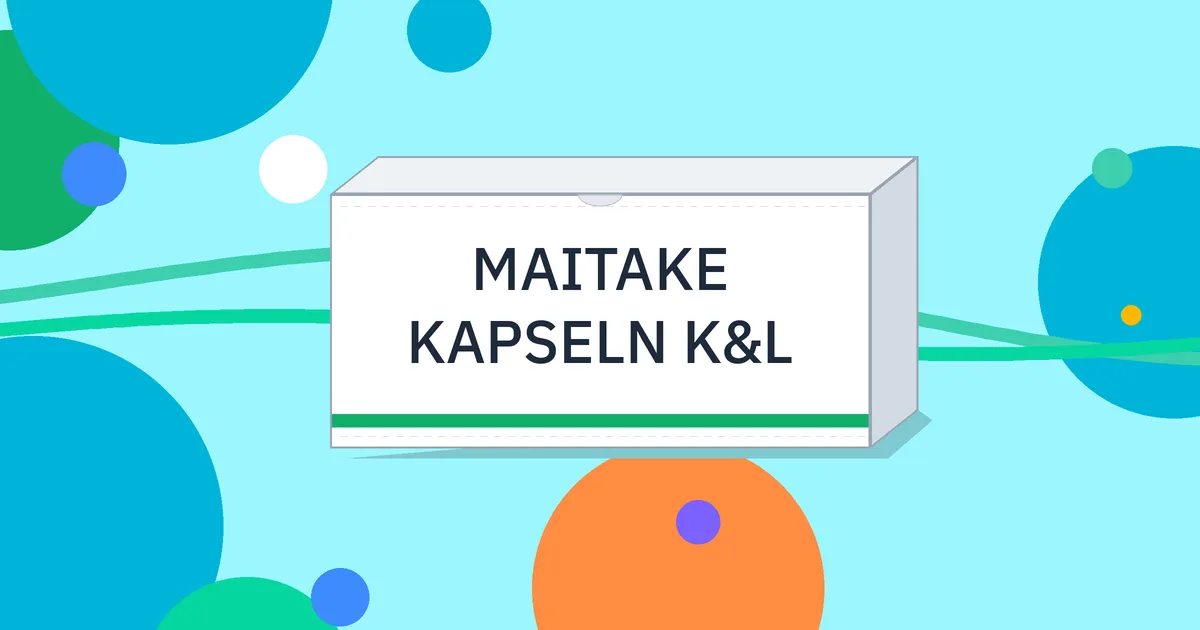 Symbolbild: Packung mit der Aufschrift MAITAKE KAPSELN K&L (PZN 16607827) – Verfügbarkeit und Bezug in Apotheken in Frankfurt am Main