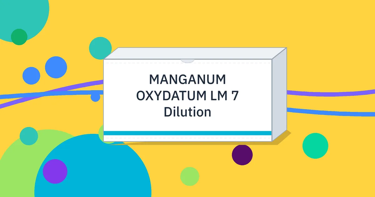 Symbolbild: Packung mit der Aufschrift MANGANUM OXYDATUM LM 7 Dilution (PZN 12944574) – Verfügbarkeit und Bezug in Apotheken in Frankfurt am Main