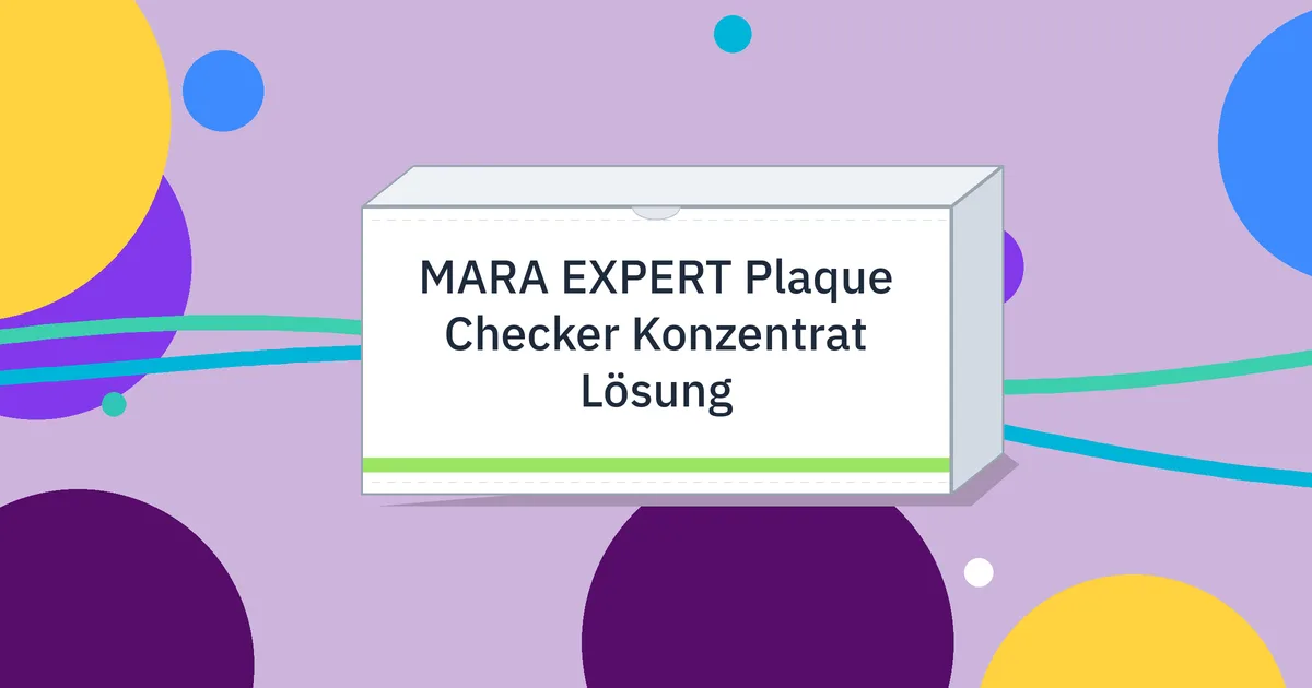 Symbolbild: Packung mit der Aufschrift MARA EXPERT Plaque Checker Konzentrat Lösung (PZN 16780253) – Verfügbarkeit und Bezug in Apotheken in Frankfurt am Main