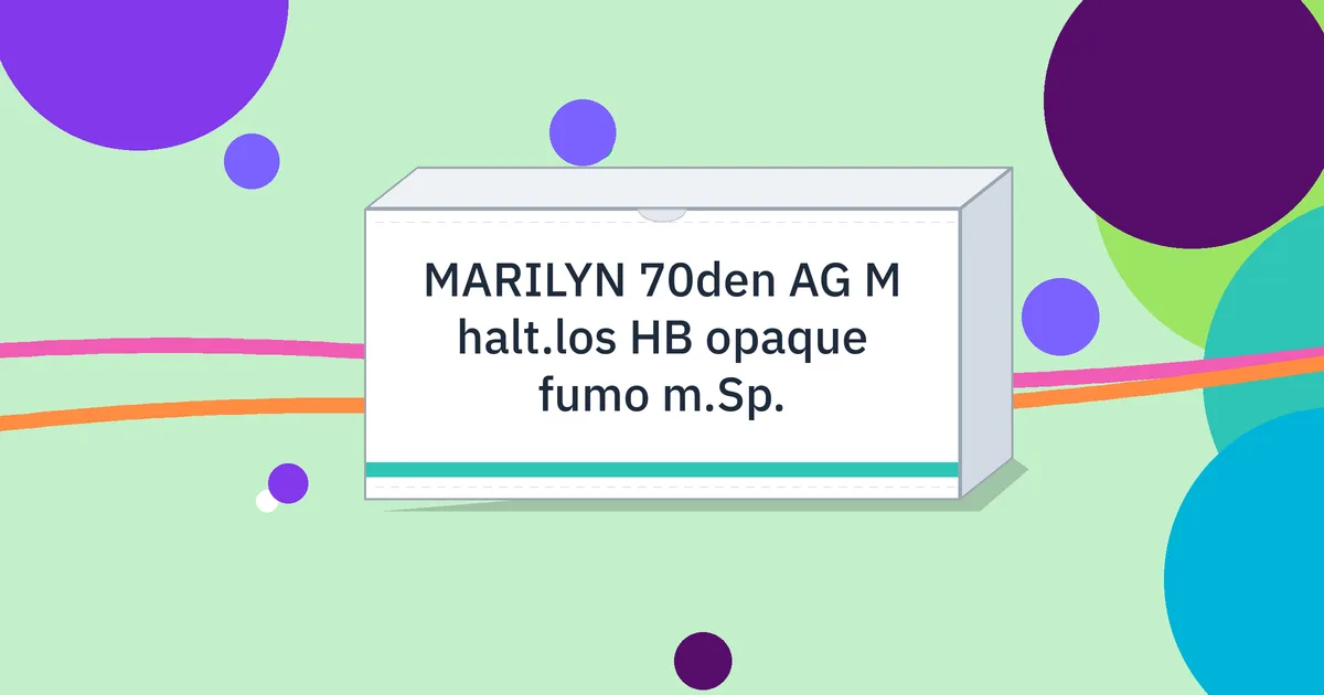 Symbolbild: Packung mit der Aufschrift MARILYN 70den AG M halt.los HB opaque fumo m.Sp. (PZN 16186142) – Verfügbarkeit und Bezug in Apotheken in Frankfurt am Main
