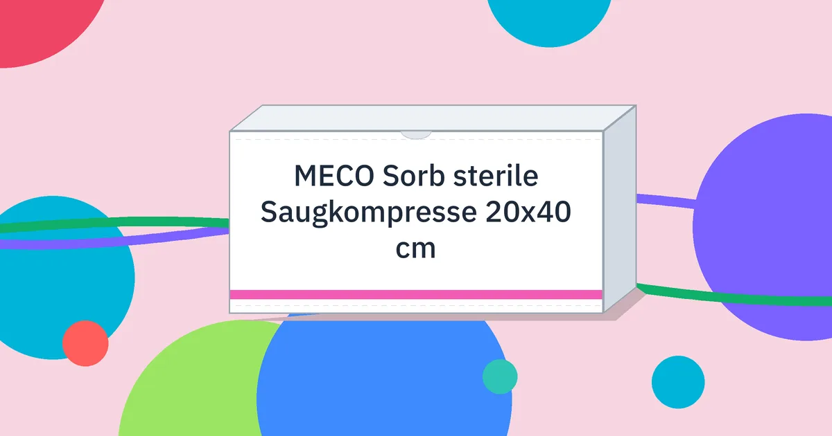 Symbolbild: Packung mit der Aufschrift MECO Sorb sterile Saugkompresse 20x40 cm (PZN 20090761) – Verfügbarkeit und Bezug in Apotheken in Frankfurt am Main