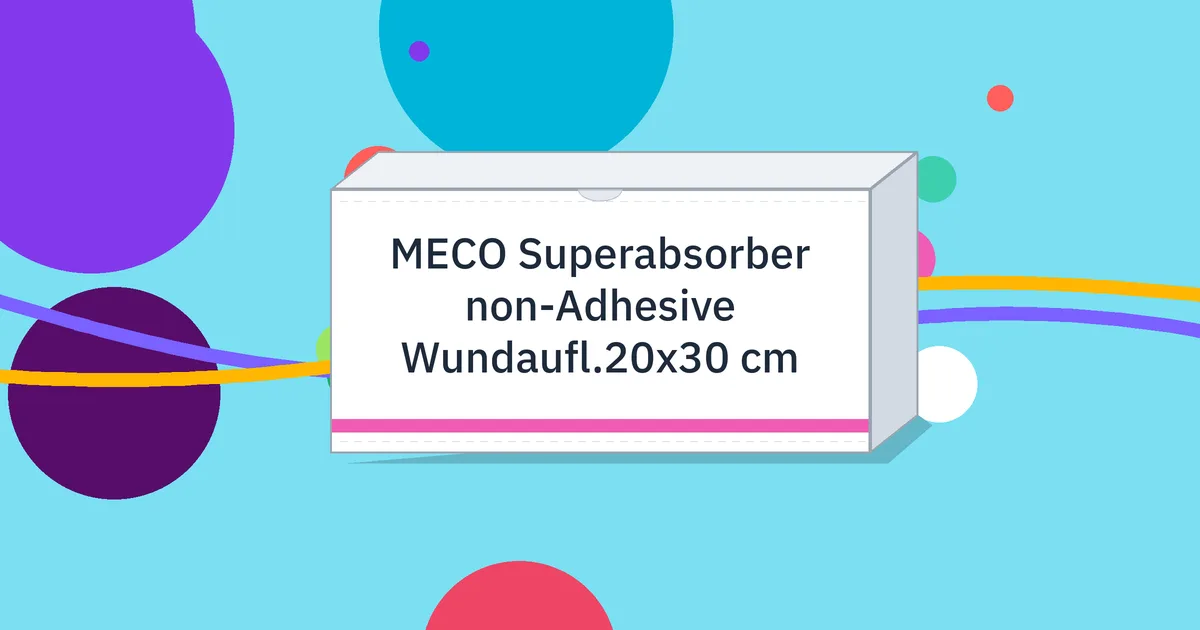 Symbolbild: Packung mit der Aufschrift MECO Superabsorber non-Adhesive Wundaufl.20x30 cm (PZN 20090904) – Verfügbarkeit und Bezug in Apotheken in Frankfurt am Main