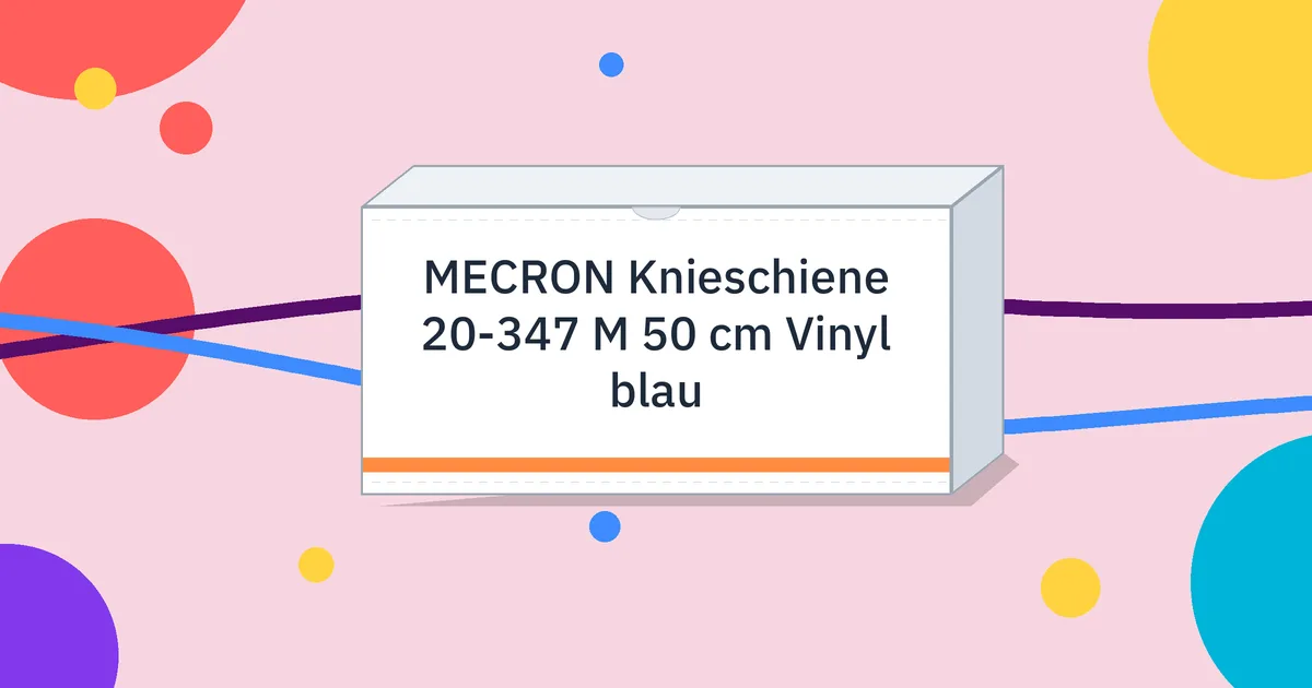 Symbolbild: Packung mit der Aufschrift MECRON Knieschiene 20-347 M 50 cm Vinyl blau (PZN 02910166) – Verfügbarkeit und Bezug in Apotheken in Frankfurt am Main