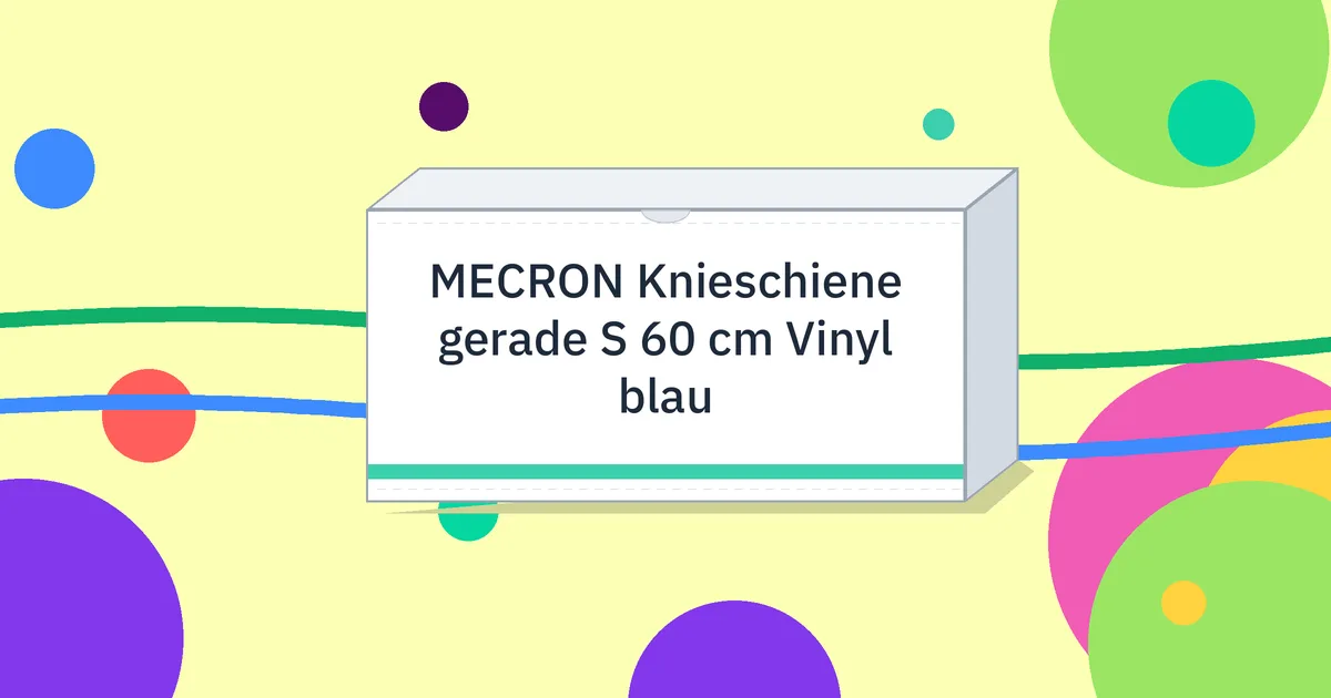 Symbolbild: Packung mit der Aufschrift MECRON Knieschiene gerade S 60 cm Vinyl blau (PZN 02905691) – Verfügbarkeit und Bezug in Apotheken in Frankfurt am Main