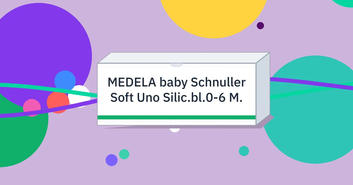 Symbolbild: Packung mit der Aufschrift MEDELA baby Schnuller Soft Uno Silic.bl.0-6 M. (PZN 17256755) – Verfügbarkeit und Bezug in Apotheken in Frankfurt am Main