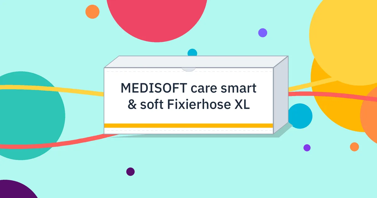 Symbolbild: Packung mit der Aufschrift MEDISOFT care smart & soft Fixierhose XL (PZN 20134932) – Verfügbarkeit und Bezug in Apotheken in Frankfurt am Main