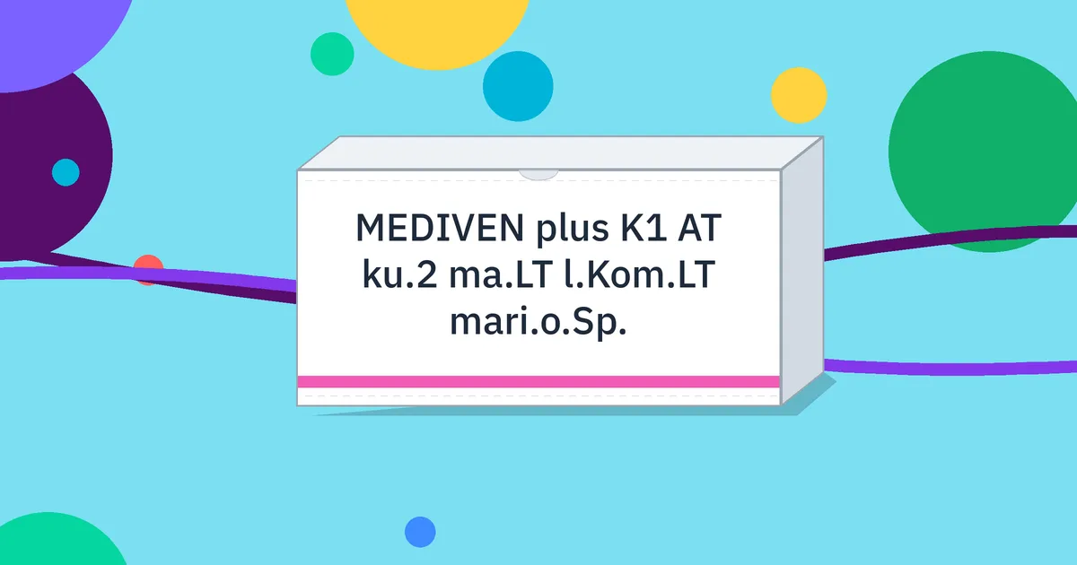 Symbolbild: Packung mit der Aufschrift MEDIVEN plus K1 AT ku.2 ma.LT l.Kom.LT mari.o.Sp. (PZN 15071201) – Verfügbarkeit und Bezug in Apotheken in Frankfurt am Main