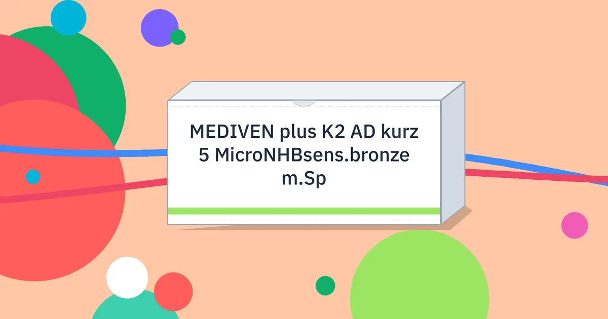 Symbolbild: Packung mit der Aufschrift MEDIVEN plus K2 AD kurz 5 MicroNHBsens.bronze m.Sp (PZN 15934412) – Verfügbarkeit und Bezug in Apotheken in Frankfurt am Main