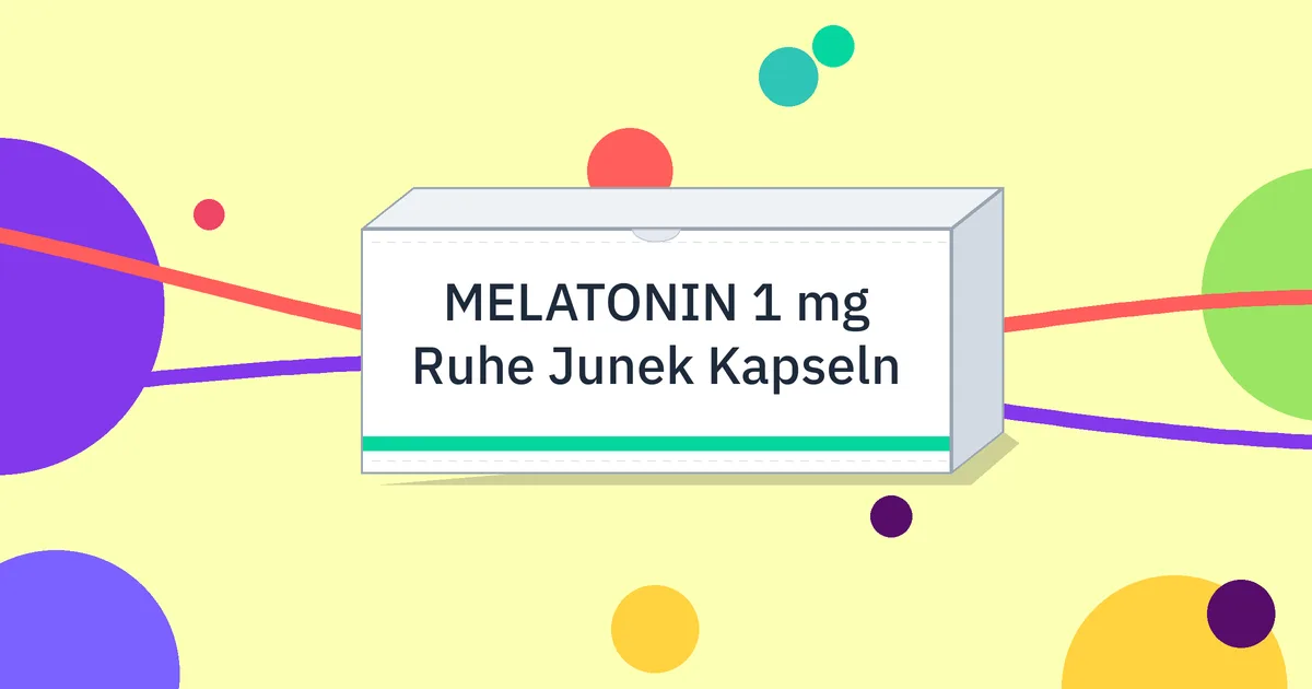Symbolbild: Packung mit der Aufschrift MELATONIN 1 mg Ruhe Junek Kapseln (PZN 17900073) – Verfügbarkeit und Bezug in Apotheken in Frankfurt am Main