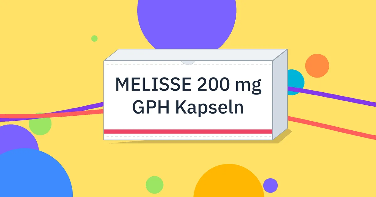 Symbolbild: Packung mit der Aufschrift MELISSE 200 mg GPH Kapseln (PZN 09749001) – Verfügbarkeit und Bezug in Apotheken in Frankfurt am Main