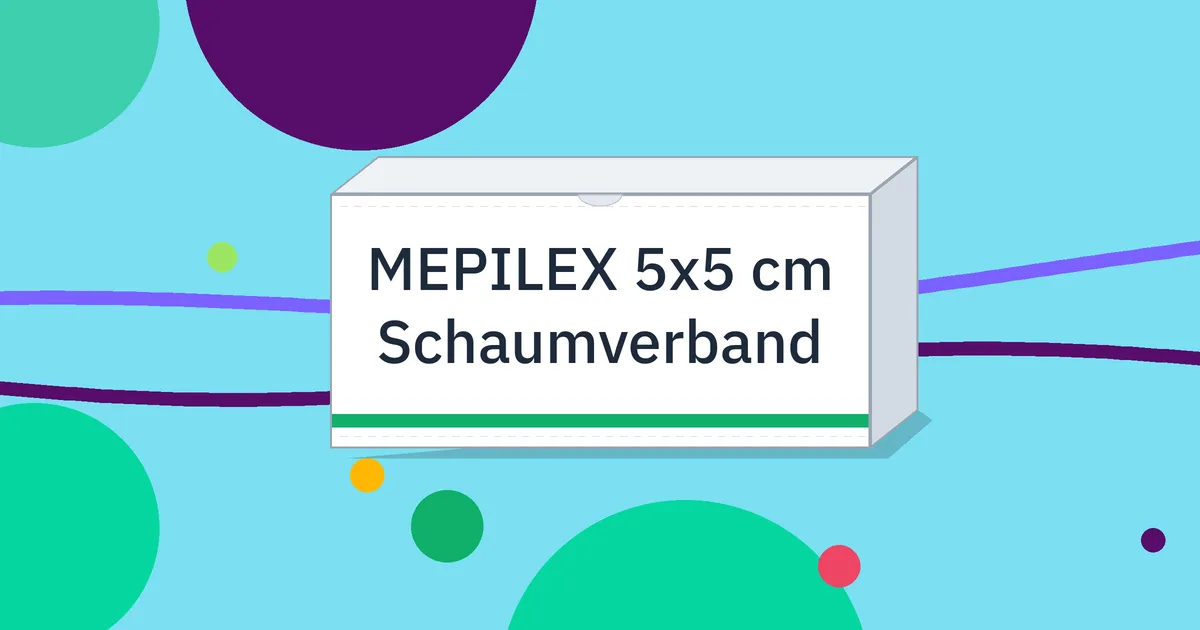 Symbolbild: Packung mit der Aufschrift MEPILEX 5x5 cm Schaumverband (PZN 18361218) – Verfügbarkeit und Bezug in Apotheken in Frankfurt am Main