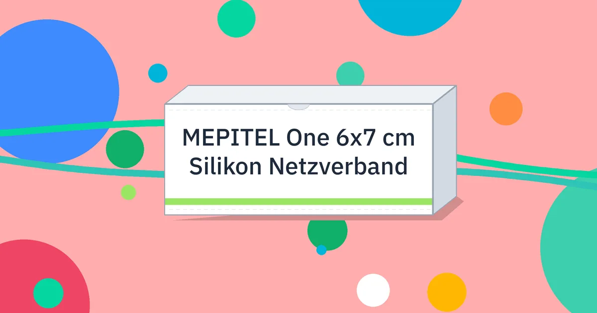 Symbolbild: Packung mit der Aufschrift MEPITEL One 6x7 cm Silikon Netzverband (PZN 14333099) – Verfügbarkeit und Bezug in Apotheken in Frankfurt am Main