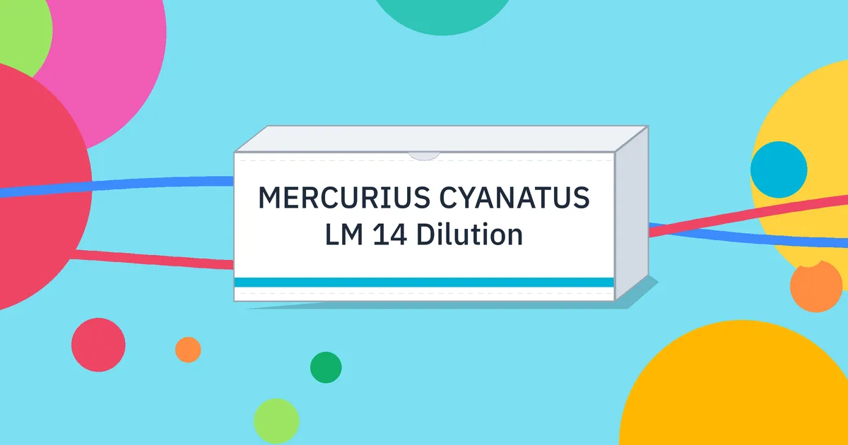 Symbolbild: Packung mit der Aufschrift MERCURIUS CYANATUS LM 14 Dilution (PZN 12950882) – Verfügbarkeit und Bezug in Apotheken in Frankfurt am Main