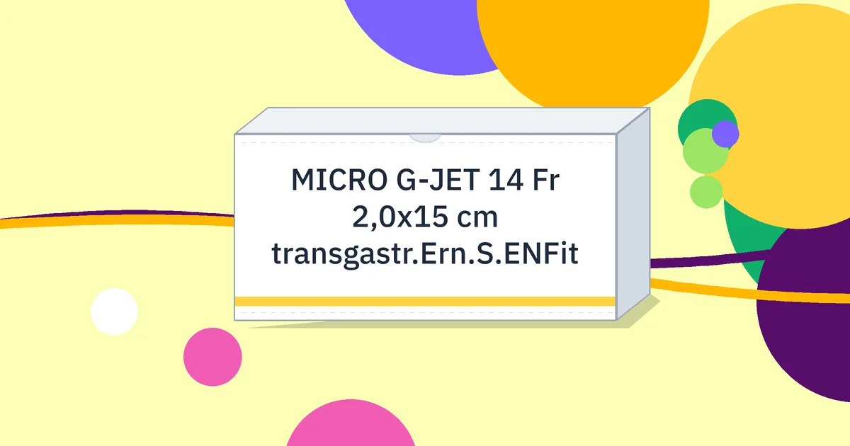 Symbolbild: Packung mit der Aufschrift MICRO G-JET 14 Fr 2,0x15 cm transgastr.Ern.S.ENFit (PZN 17818354) – Verfügbarkeit und Bezug in Apotheken in Frankfurt am Main