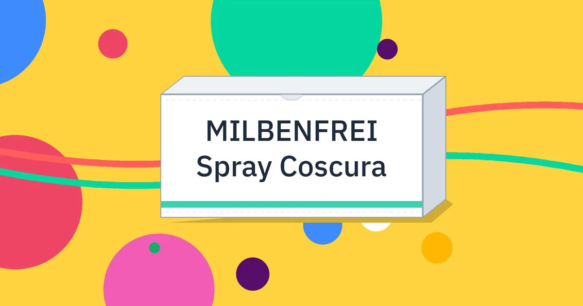 Symbolbild: Packung mit der Aufschrift MILBENFREI Spray Coscura (PZN 01745038) – Verfügbarkeit und Bezug in Apotheken in Frankfurt am Main