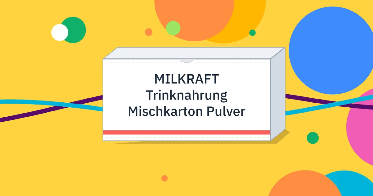Symbolbild: Packung mit der Aufschrift MILKRAFT Trinknahrung Mischkarton Pulver (PZN 09012648) – Verfügbarkeit und Bezug in Apotheken in Frankfurt am Main