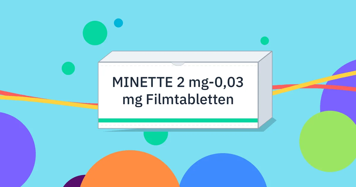 Symbolbild: Packung mit der Aufschrift MINETTE 2 mg-0,03 mg Filmtabletten (PZN 05372628) – Verfügbarkeit und Bezug in Apotheken in Frankfurt am Main
