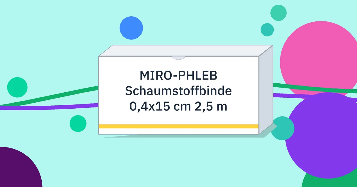 Symbolbild: Packung mit der Aufschrift MIRO-PHLEB Schaumstoffbinde 0,4x15 cm 2,5 m (PZN 19446425) – Verfügbarkeit und Bezug in Apotheken in Frankfurt am Main