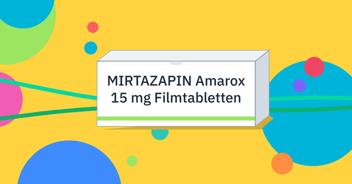 Symbolbild: Packung mit der Aufschrift MIRTAZAPIN Amarox 15 mg Filmtabletten (PZN 19277193) – Verfügbarkeit und Bezug in Apotheken in Frankfurt am Main