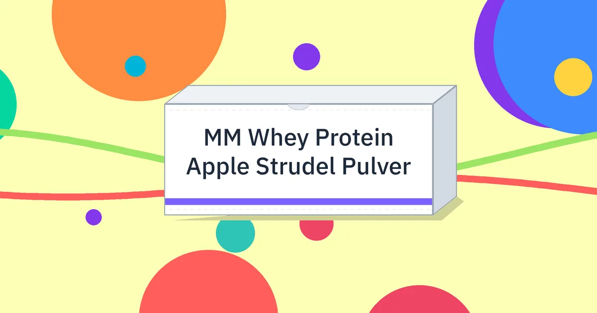 Symbolbild: Packung mit der Aufschrift MM Whey Protein Apple Strudel Pulver (PZN 17600922) – Verfügbarkeit und Bezug in Apotheken in Frankfurt am Main