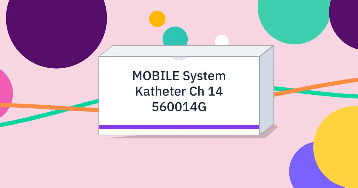Symbolbild: Packung mit der Aufschrift MOBILE System Katheter Ch 14 560014G (PZN 07409175) – Verfügbarkeit und Bezug in Apotheken in Frankfurt am Main