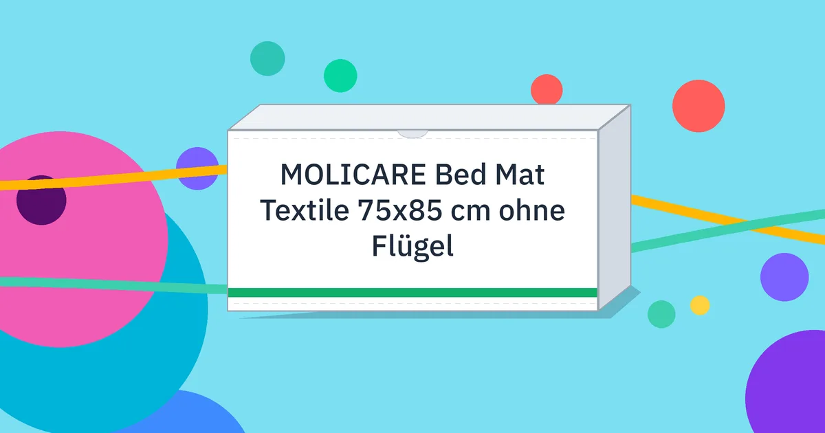 Symbolbild: Packung mit der Aufschrift MOLICARE Bed Mat Textile 75x85 cm ohne Flügel (PZN 19962581) – Verfügbarkeit und Bezug in Apotheken in Frankfurt am Main