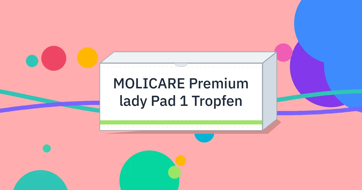 Symbolbild: Packung mit der Aufschrift MOLICARE Premium lady Pad 1 Tropfen (PZN 13982341) – Verfügbarkeit und Bezug in Apotheken in Frankfurt am Main