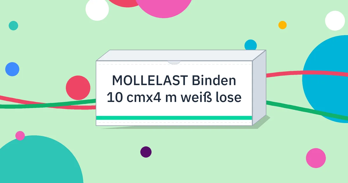 Symbolbild: Packung mit der Aufschrift MOLLELAST Binden 10 cmx4 m weiß lose (PZN 17452462) – Verfügbarkeit und Bezug in Apotheken in Frankfurt am Main