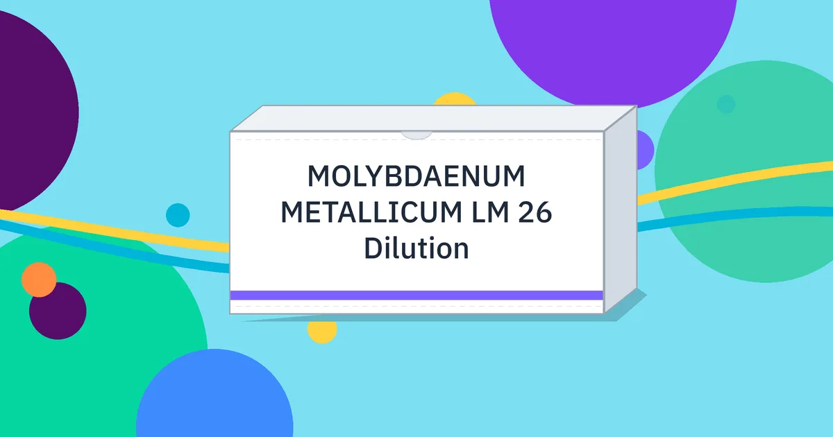 Symbolbild: Packung mit der Aufschrift MOLYBDAENUM METALLICUM LM 26 Dilution (PZN 13609978) – Verfügbarkeit und Bezug in Apotheken in Frankfurt am Main
