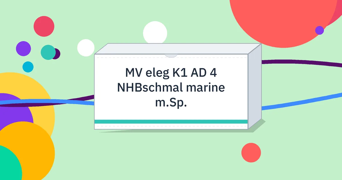 Symbolbild: Packung mit der Aufschrift MV eleg K1 AD 4 NHBschmal marine m.Sp. (PZN 15674017) – Verfügbarkeit und Bezug in Apotheken in Frankfurt am Main