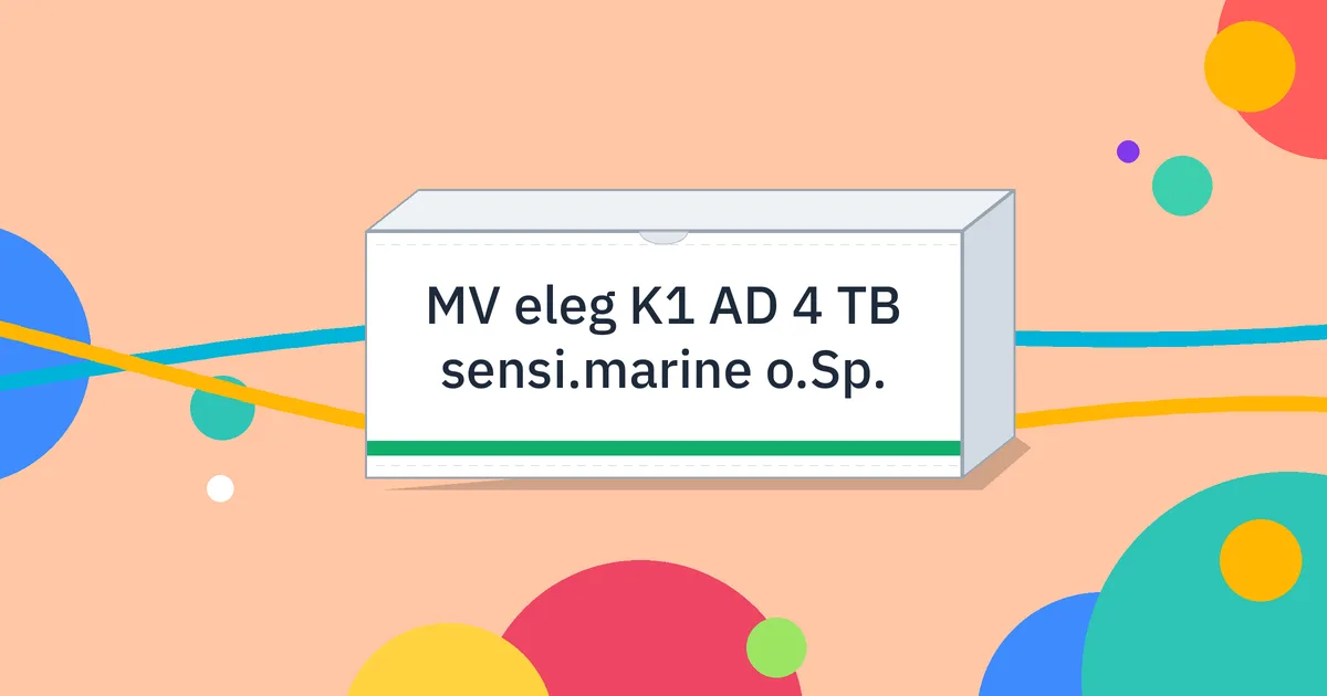 Symbolbild: Packung mit der Aufschrift MV eleg K1 AD 4 TB sensi.marine o.Sp. (PZN 14581940) – Verfügbarkeit und Bezug in Apotheken in Frankfurt am Main