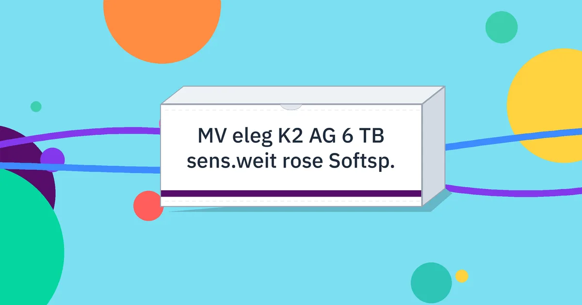 Symbolbild: Packung mit der Aufschrift MV eleg K2 AG 6 TB sens.weit rose Softsp. (PZN 14699860) – Verfügbarkeit und Bezug in Apotheken in Frankfurt am Main