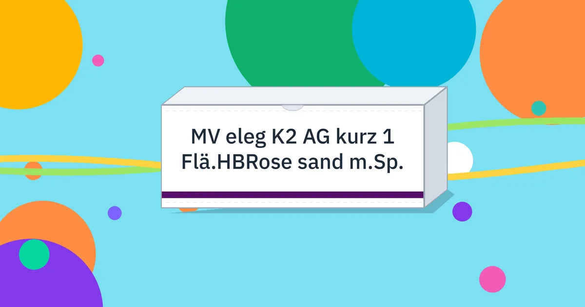 Symbolbild: Packung mit der Aufschrift MV eleg K2 AG kurz 1 Flä.HBRose sand m.Sp. (PZN 18925916) – Verfügbarkeit und Bezug in Apotheken in Frankfurt am Main