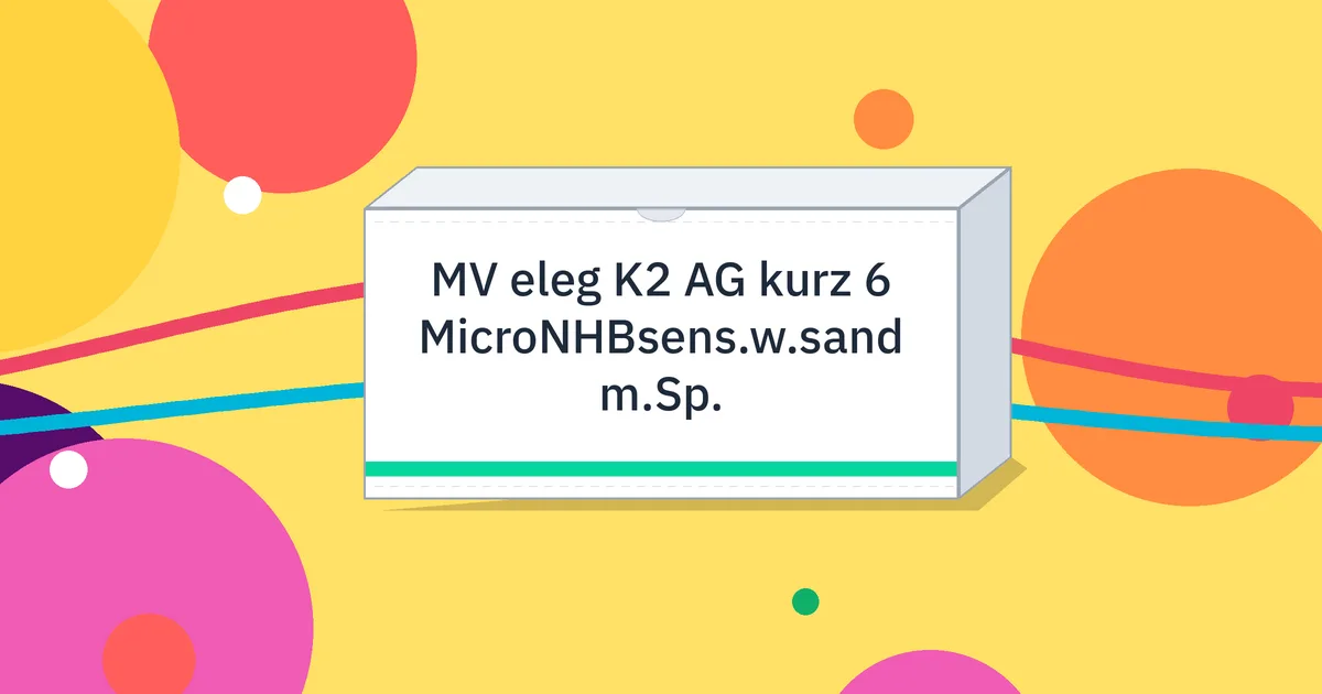 Symbolbild: Packung mit der Aufschrift MV eleg K2 AG kurz 6 MicroNHBsens.w.sand m.Sp. (PZN 18927625) – Verfügbarkeit und Bezug in Apotheken in Frankfurt am Main