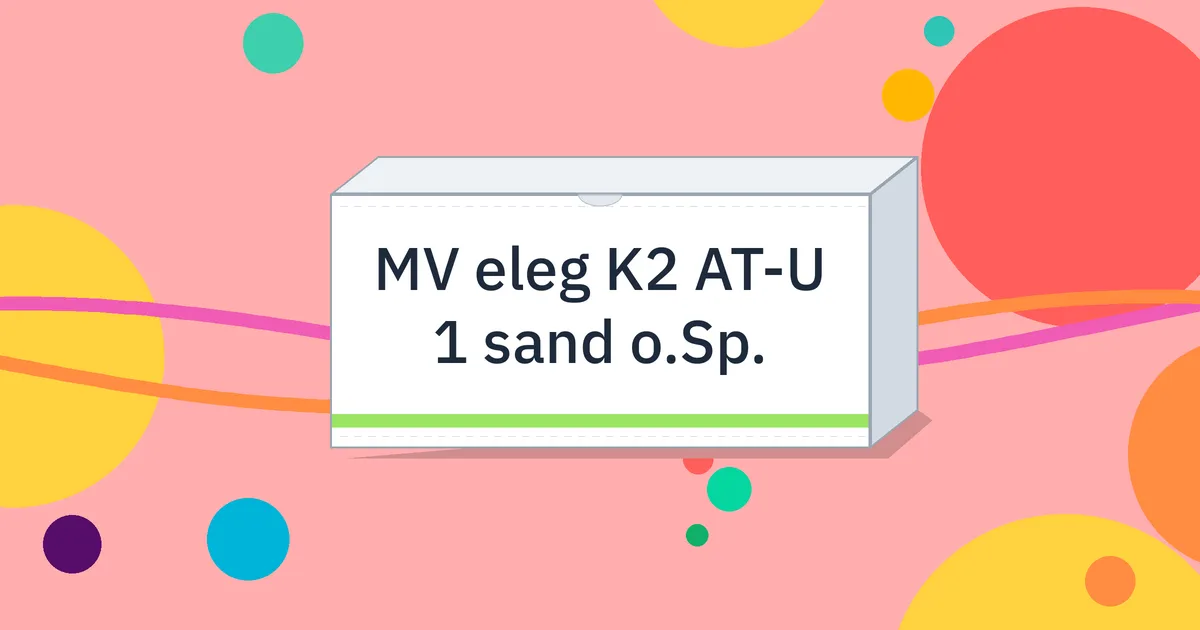 Symbolbild: Packung mit der Aufschrift MV eleg K2 AT-U 1 sand o.Sp. (PZN 18923455) – Verfügbarkeit und Bezug in Apotheken in Frankfurt am Main