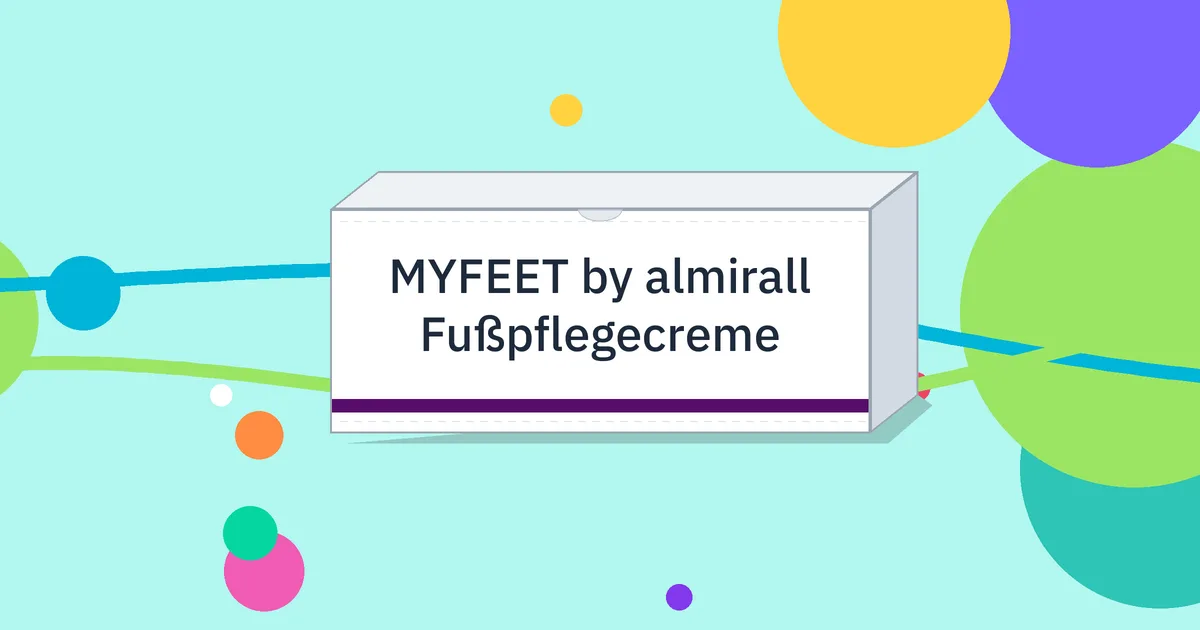 Symbolbild: Packung mit der Aufschrift MYFEET by almirall Fußpflegecreme (PZN 19446388) – Verfügbarkeit und Bezug in Apotheken in Frankfurt am Main