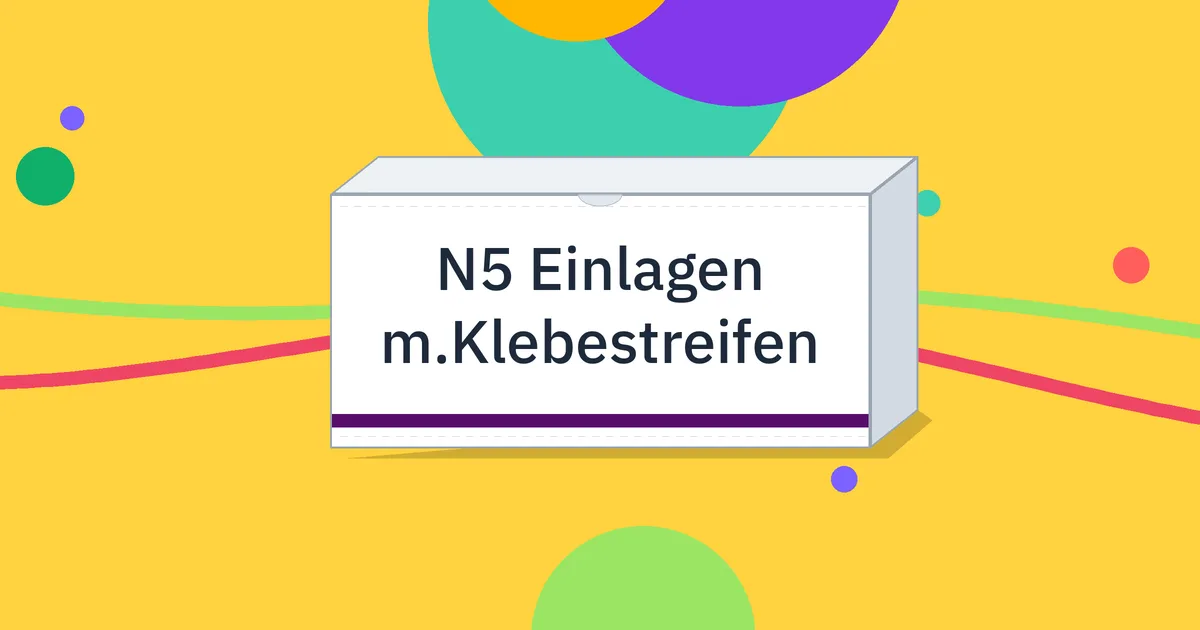 Symbolbild: Packung mit der Aufschrift N5 Einlagen m.Klebestreifen (PZN 20325365) – Verfügbarkeit und Bezug in Apotheken in Frankfurt am Main