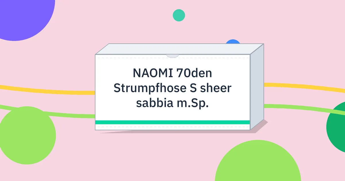 Symbolbild: Packung mit der Aufschrift NAOMI 70den Strumpfhose S sheer sabbia m.Sp. (PZN 16179171) – Verfügbarkeit und Bezug in Apotheken in Frankfurt am Main