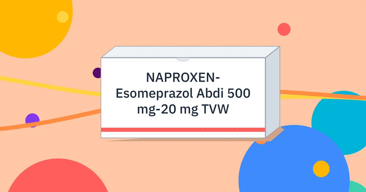 Symbolbild: Packung mit der Aufschrift NAPROXEN-Esomeprazol Abdi 500 mg-20 mg TVW (PZN 19772194) – Verfügbarkeit und Bezug in Apotheken in Frankfurt am Main
