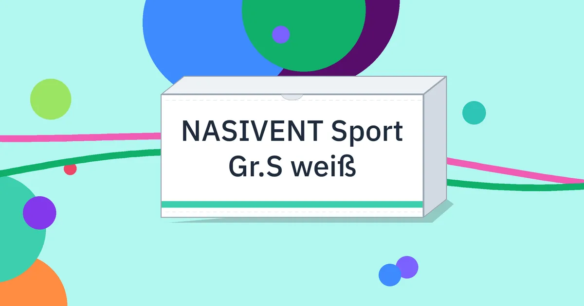 Symbolbild: Packung mit der Aufschrift NASIVENT Sport Gr.S weiß (PZN 16882806) – Verfügbarkeit und Bezug in Apotheken in Frankfurt am Main