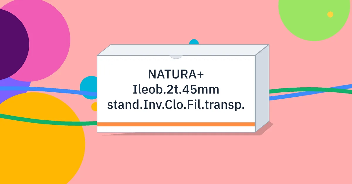 Symbolbild: Packung mit der Aufschrift NATURA+ Ileob.2t.45mm stand.Inv.Clo.Fil.transp. (PZN 06459372) – Verfügbarkeit und Bezug in Apotheken in Frankfurt am Main