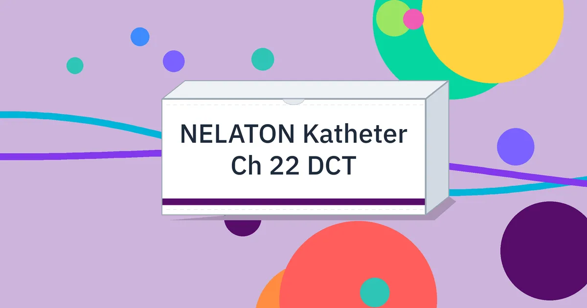 Symbolbild: Packung mit der Aufschrift NELATON Katheter Ch 22 DCT (PZN 02847829) – Verfügbarkeit und Bezug in Apotheken in Frankfurt am Main