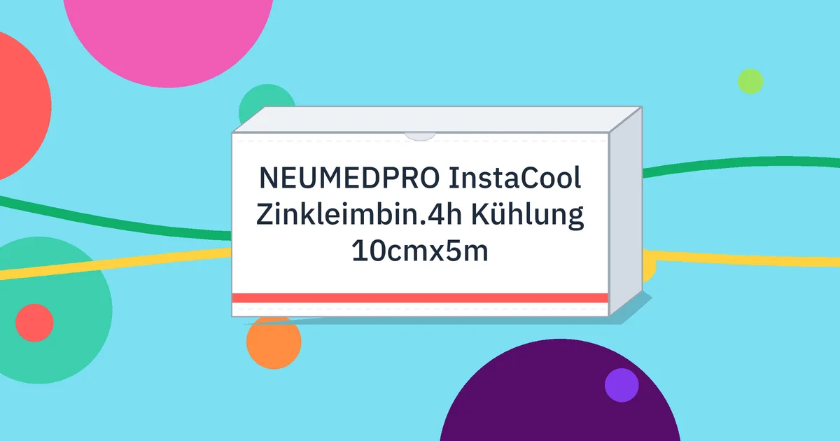 Symbolbild: Packung mit der Aufschrift NEUMEDPRO InstaCool Zinkleimbin.4h Kühlung 10cmx5m (PZN 19554267) – Verfügbarkeit und Bezug in Apotheken in Frankfurt am Main