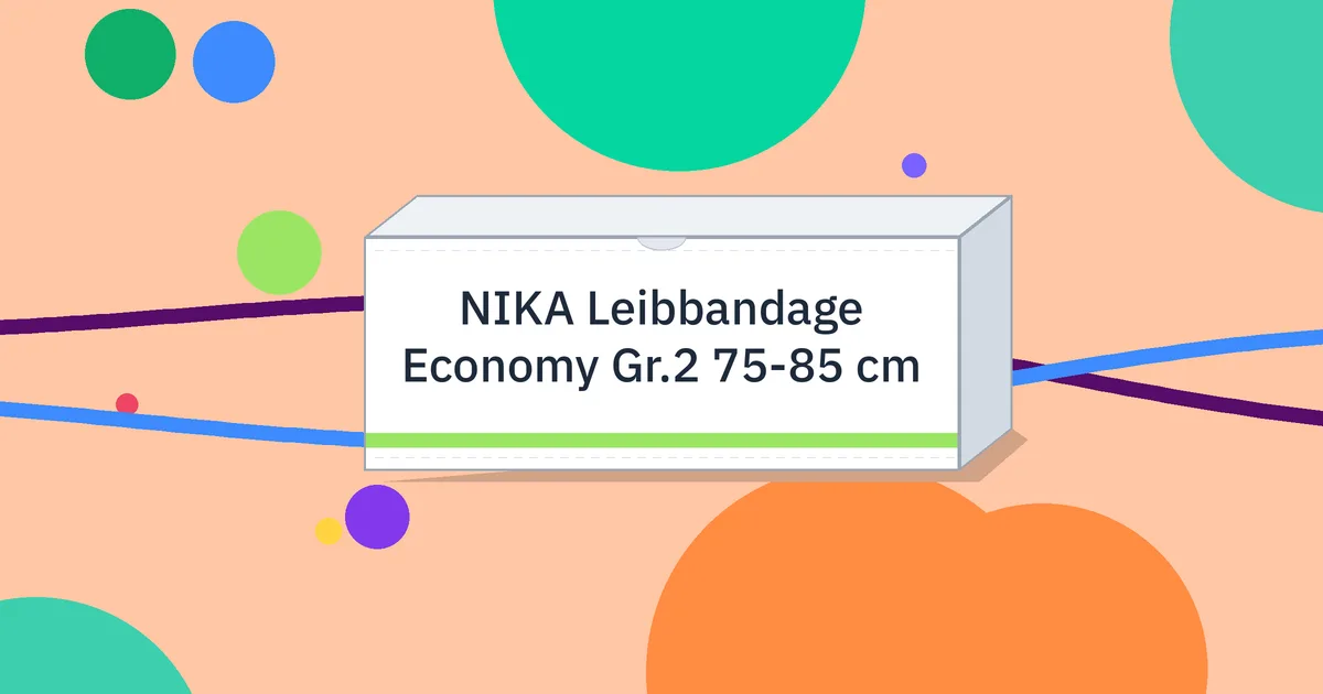 Symbolbild: Packung mit der Aufschrift NIKA Leibbandage Economy Gr.2 75-85 cm (PZN 18172210) – Verfügbarkeit und Bezug in Apotheken in Frankfurt am Main