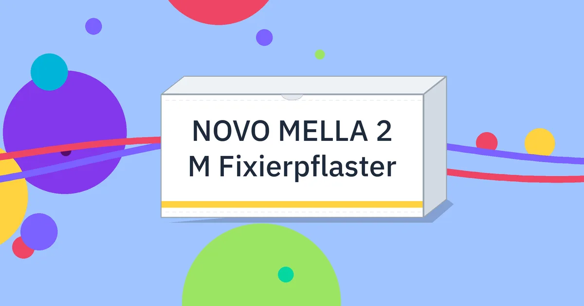 Symbolbild: Packung mit der Aufschrift NOVO MELLA 2 M Fixierpflaster (PZN 19436668) – Verfügbarkeit und Bezug in Apotheken in Frankfurt am Main