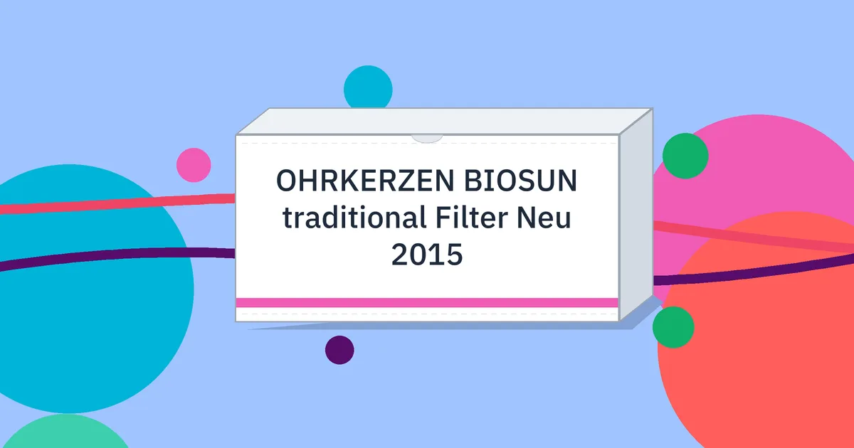 Symbolbild: Packung mit der Aufschrift OHRKERZEN BIOSUN traditional Filter Neu 2015 (PZN 11133448) – Verfügbarkeit und Bezug in Apotheken in Frankfurt am Main